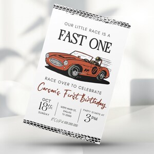 Editable Fast One 1st Birthday Invitation Template, Fast One Boy Race ...