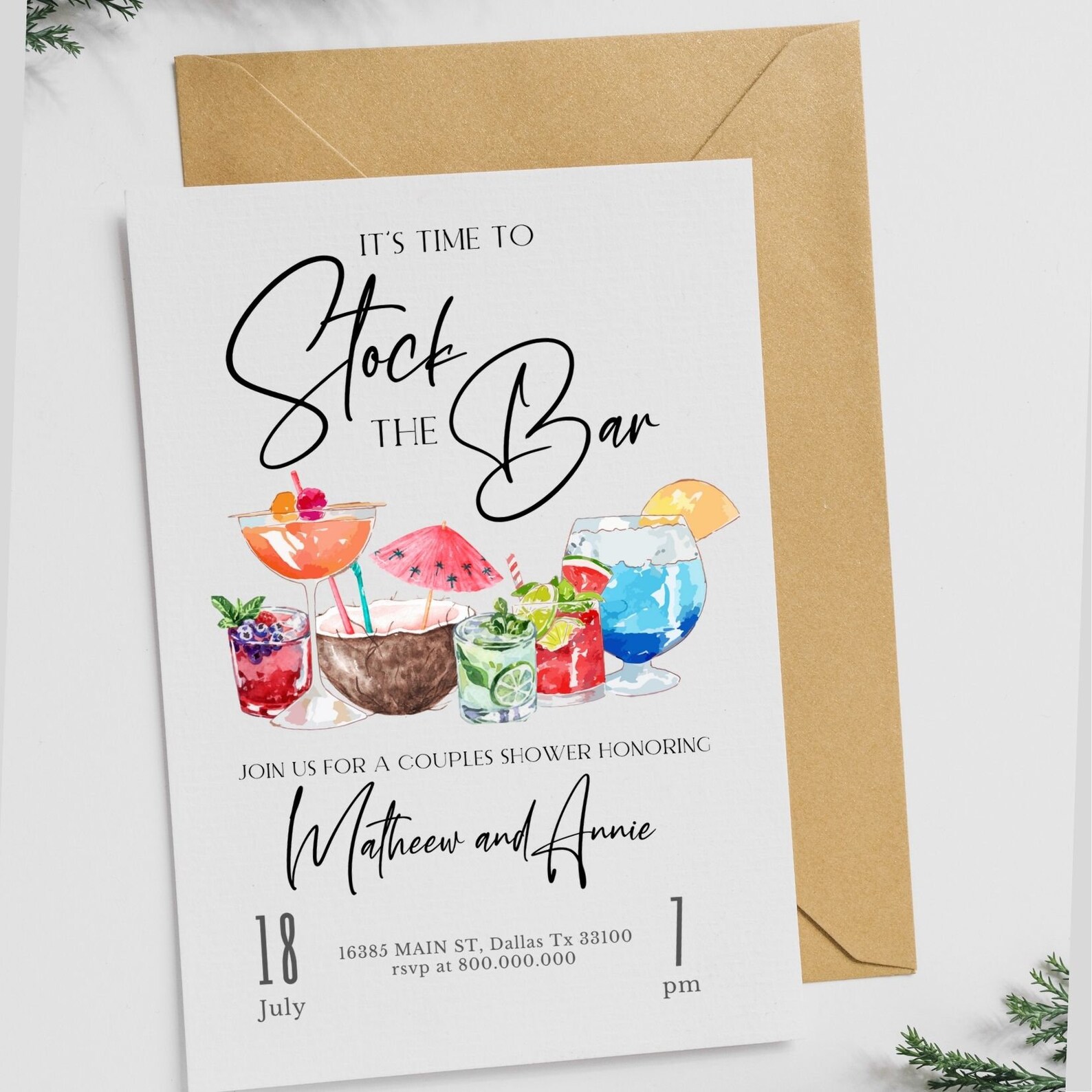Editable and Printable Let's Stock the Bar Invitation Template ...