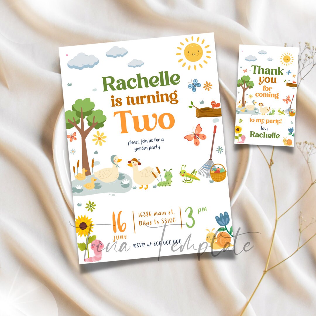 Garden Party Birthday Editable Invitation, Girl Bugs Birthday Invite ...