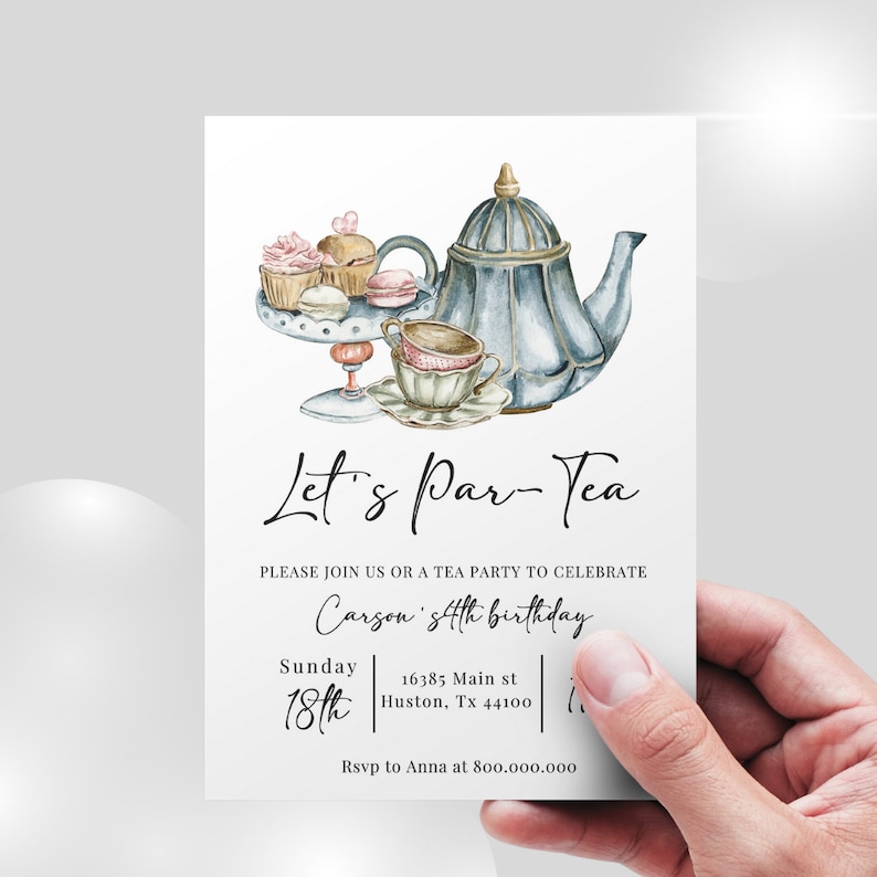 Editable and Printable Time for Tea Party Invitation Template - Etsy
