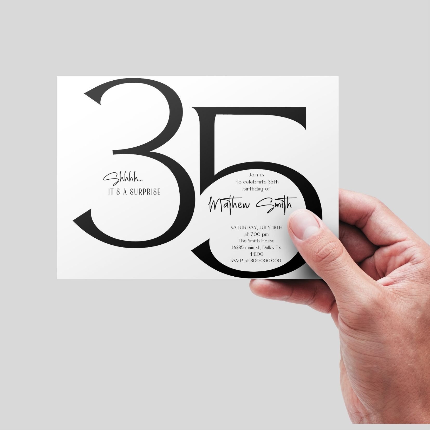 Editable and Printable 35th Elegant Birthday Invitation Template, Adult ...