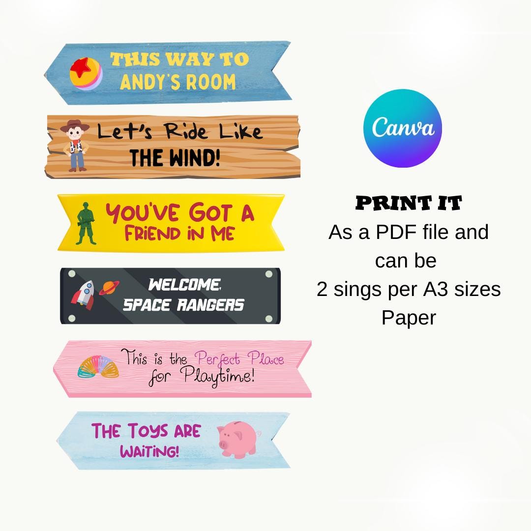 Printable & Editable Toy Story Party Directional Sign Template, Toy ...