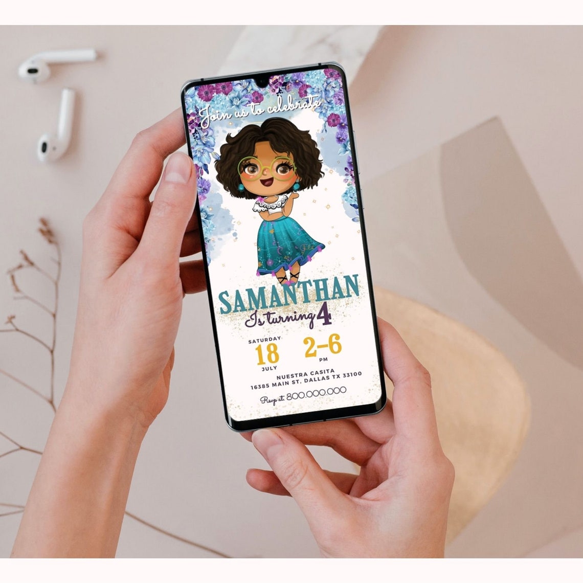 Mobile Drawing Encanto Maribel Birthday Invitation, Encanto Party ...