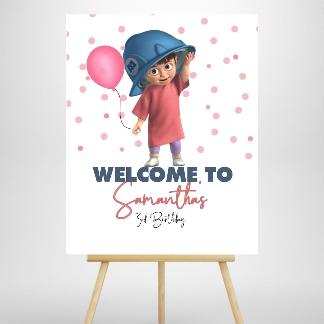 Printable and Editable Monsters Boo Kid Birthday Welcome Sign Template ...