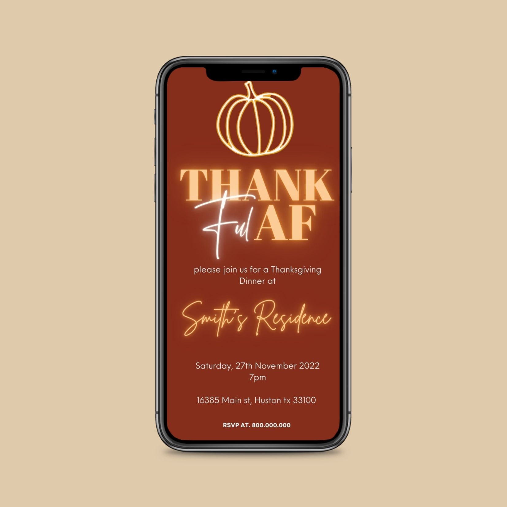 Editable Thankful AF Invitation Template Friendsgiving Funny - Etsy