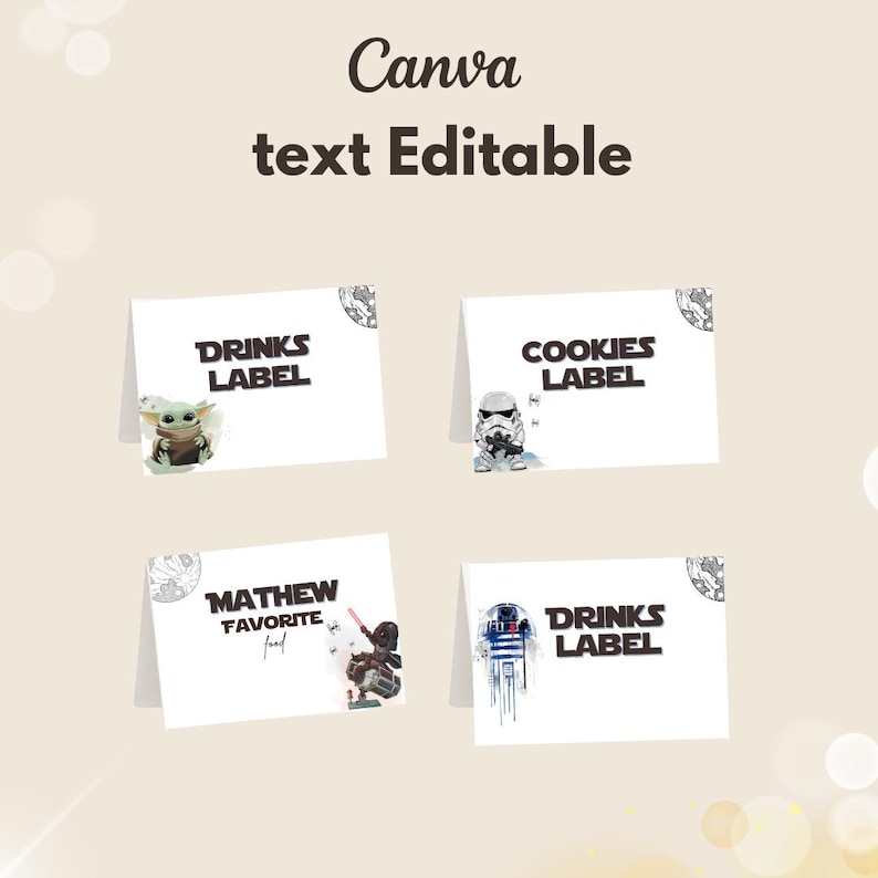 Editable and Printable Star War Food Labels Template, Star War Party ...