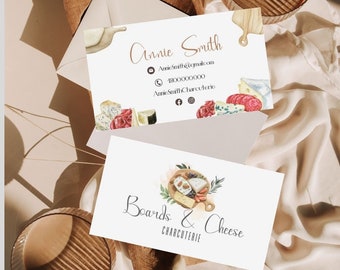 Editable Charcuterie Business Card Design Template, Cheese Board ...