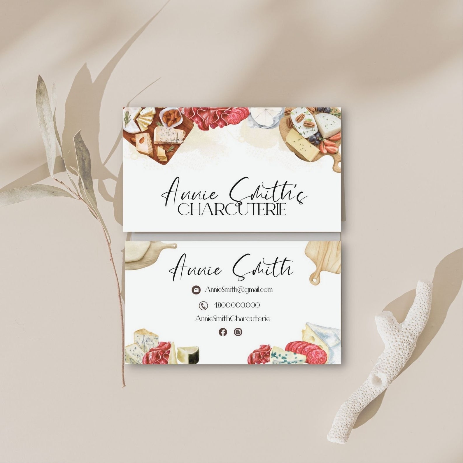 Editable Charcuterie Business Card Design Template, Cheese Board ...