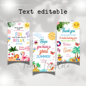 Editable Summer Teacher Appreciation Gift Tags, Printable Thank You ...