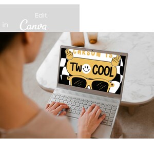 Editable Two Cool Birthday Party Cupcake Toppers Template, Retro 2nd ...