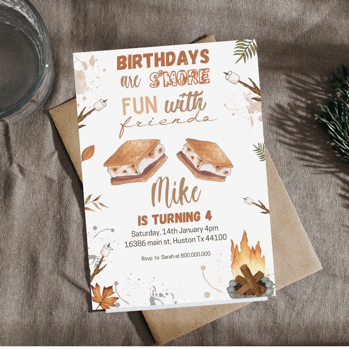 Electronic and Printable S'more Birthday Invitation - Etsy