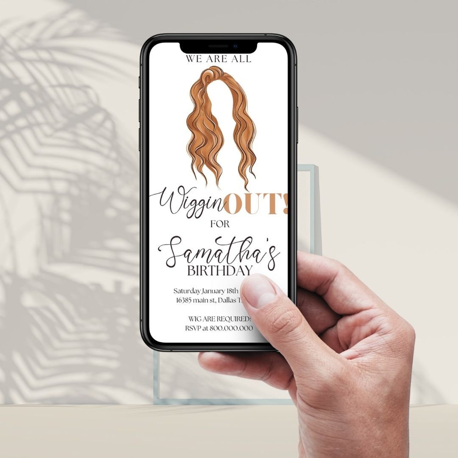 Mobile Wig Party Invitation Template Phone Wigginout Party - Etsy