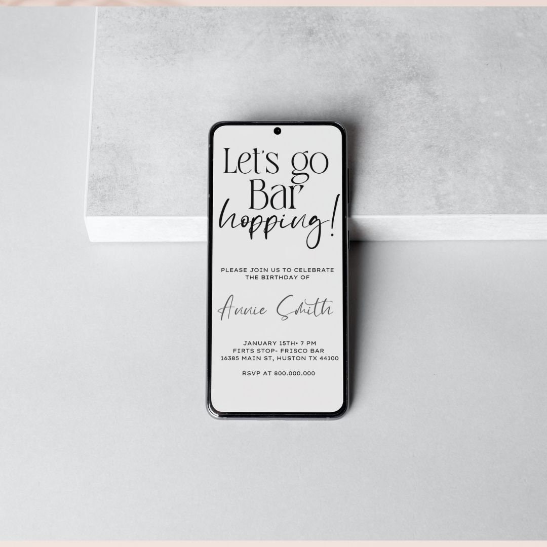 Mobile Let's Go Bar Hopping Invitation Template, Phone Bar Hopping ...