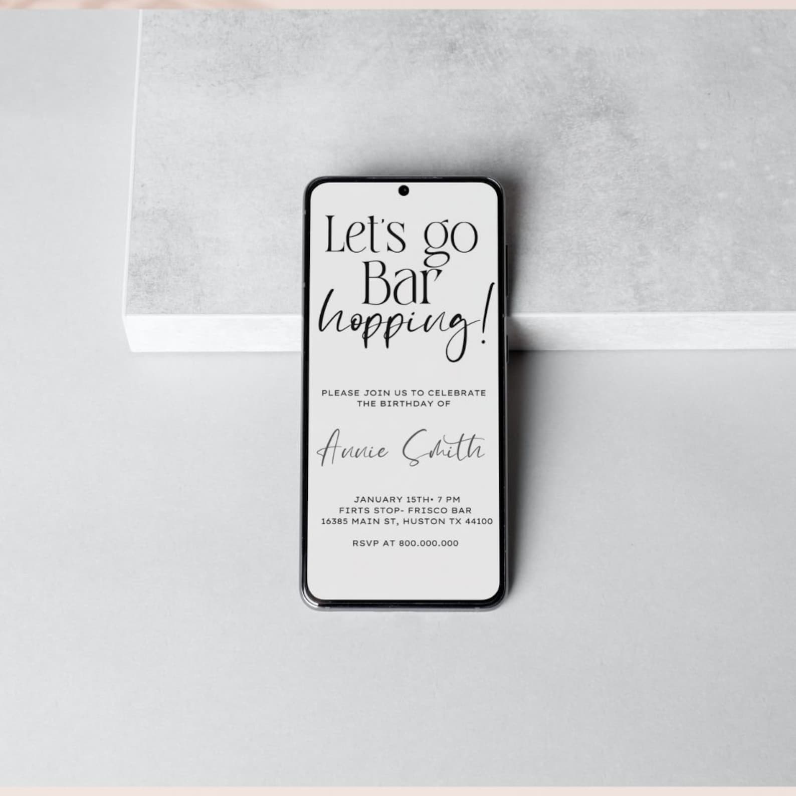 Mobile Let's Go Bar Hopping Invitation Template, Phone Bar Hopping ...