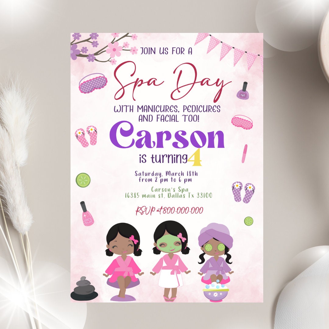 Editable and Printable Spa Party Invitation Template Spa - Etsy Australia