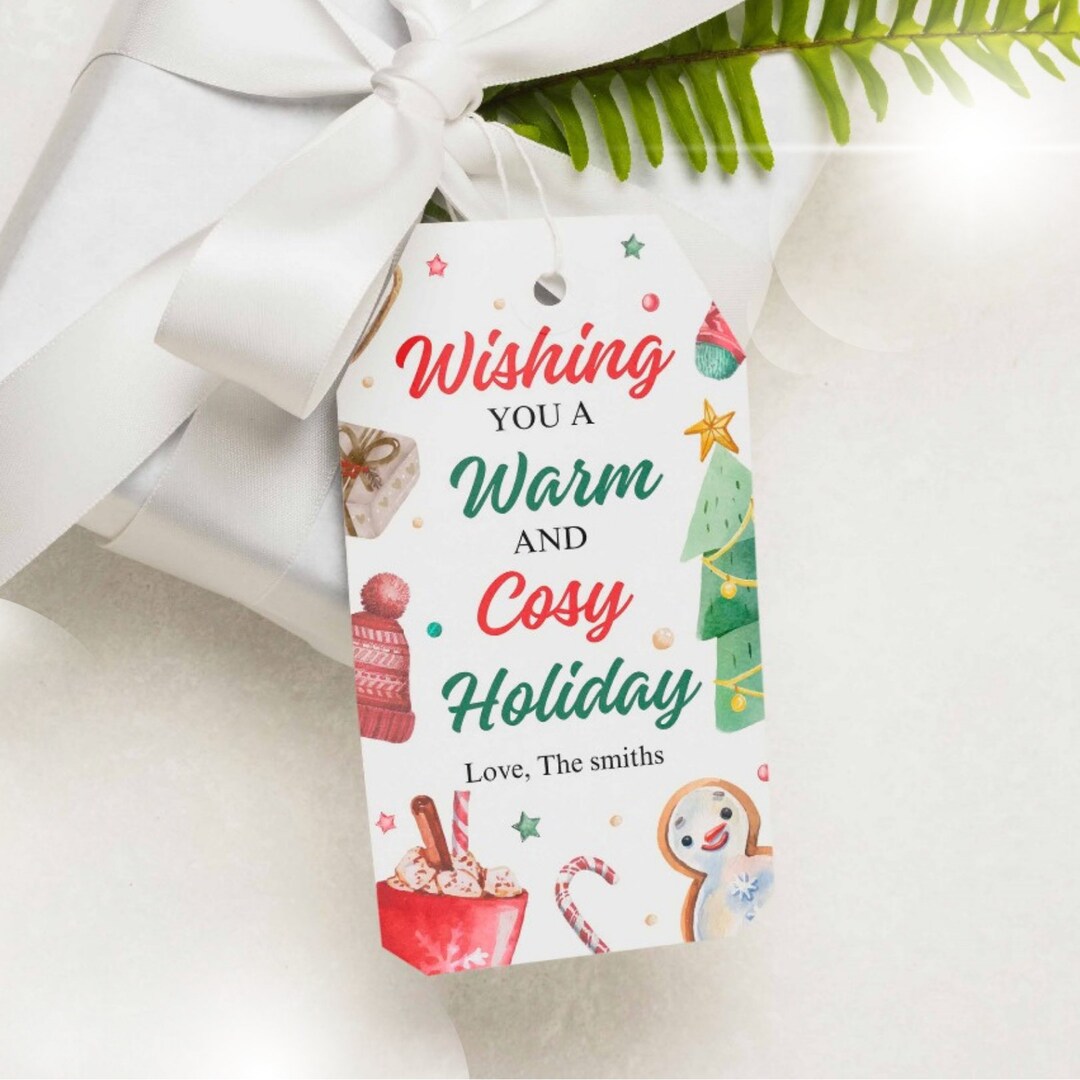 Editable and Printable Christmas Tag Template, Wishing You a Merry ...