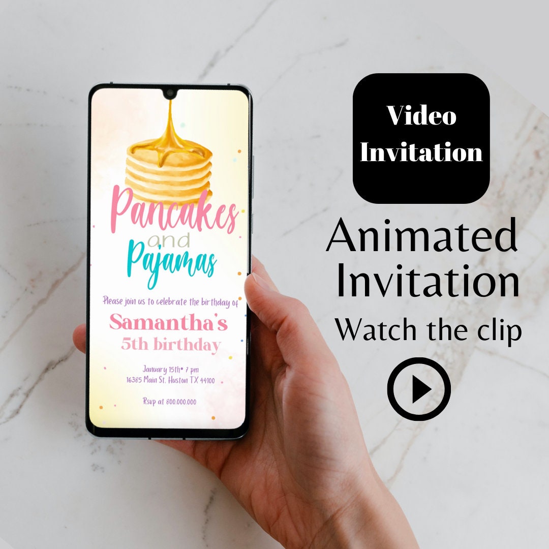 Animated and Editable Pancake Video Invitation Template, Pancake and ...