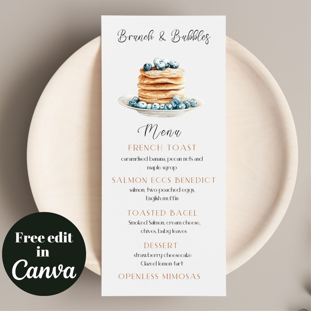 Minimalist Pancake Let's Brunch Digital Menu Template, Brunch and ...