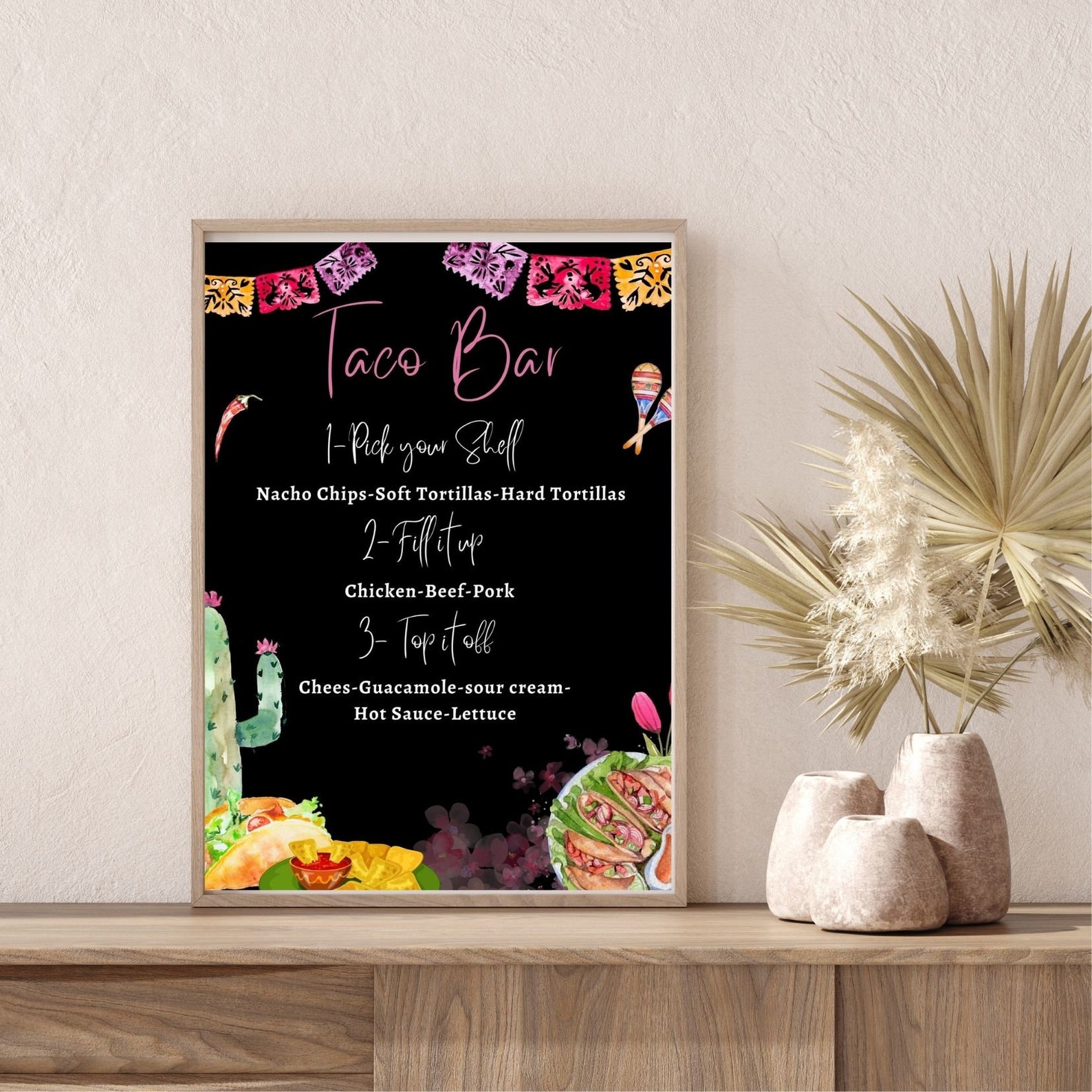 Printable and Editable Taco Bar Menu Taco Party Menu | Etsy