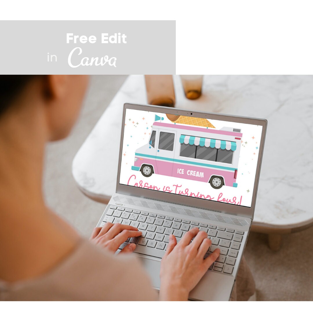 Editable and Printable Ice Cream Truck Birthday Party Invitation ...