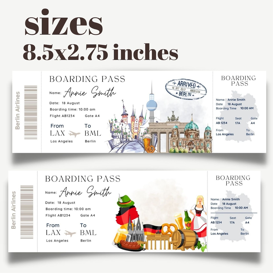 Printable & Editable Berlin Surprise Boarding Pass Ticket - Etsy