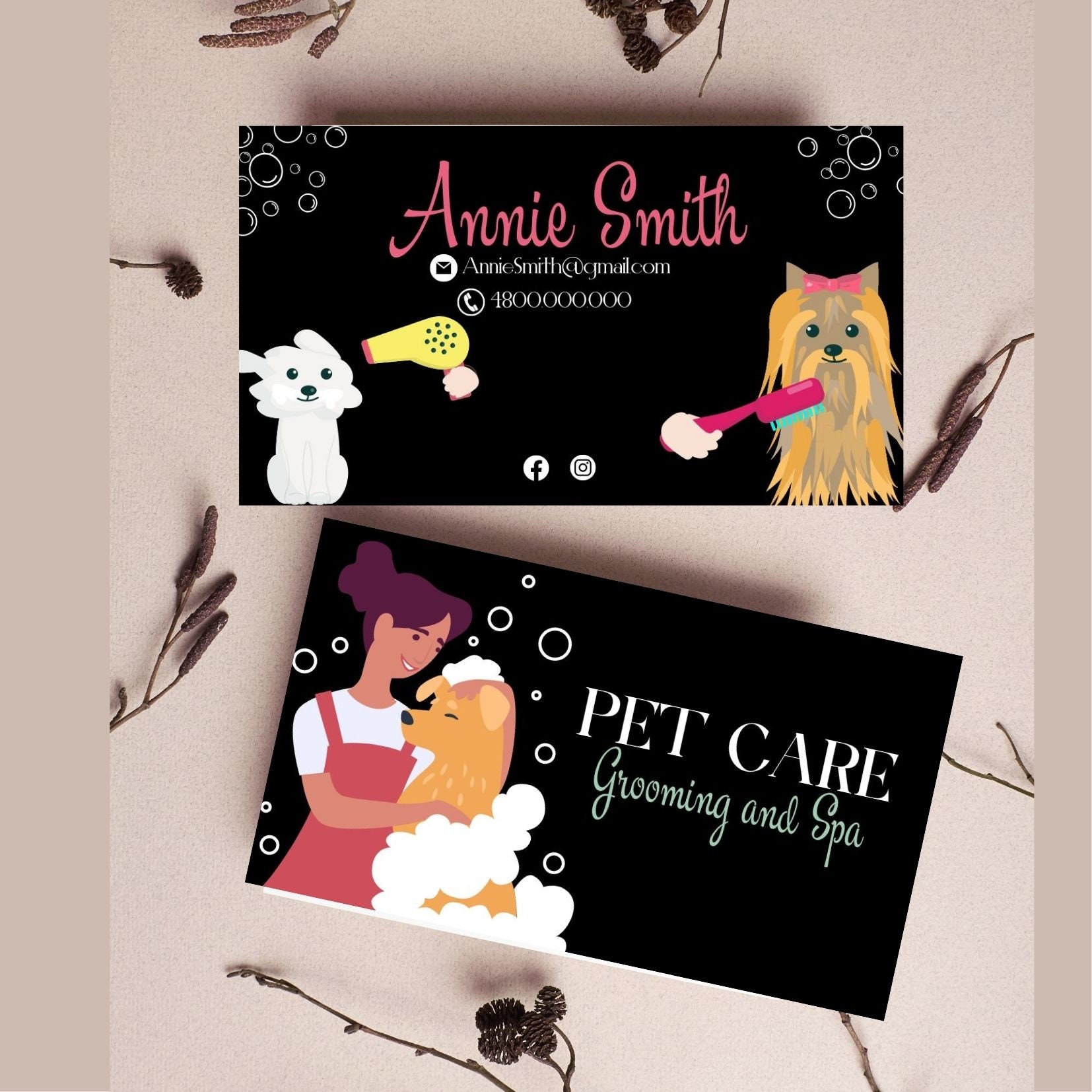 Editable and Printable Pet Grooming and Spa Business Card - Etsy