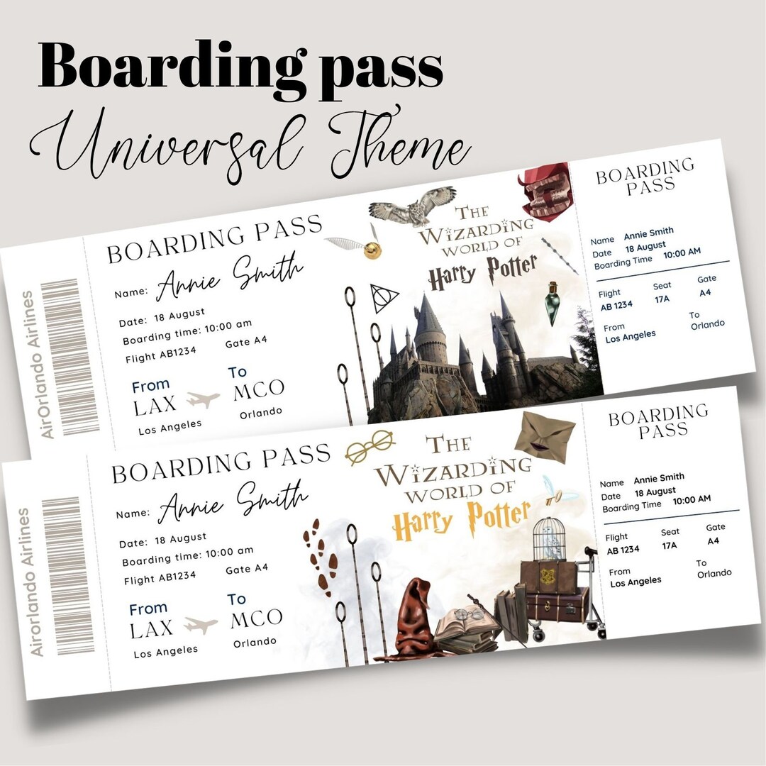 Editable the Wizarding World Park Ticket Template, Editable Universal ...