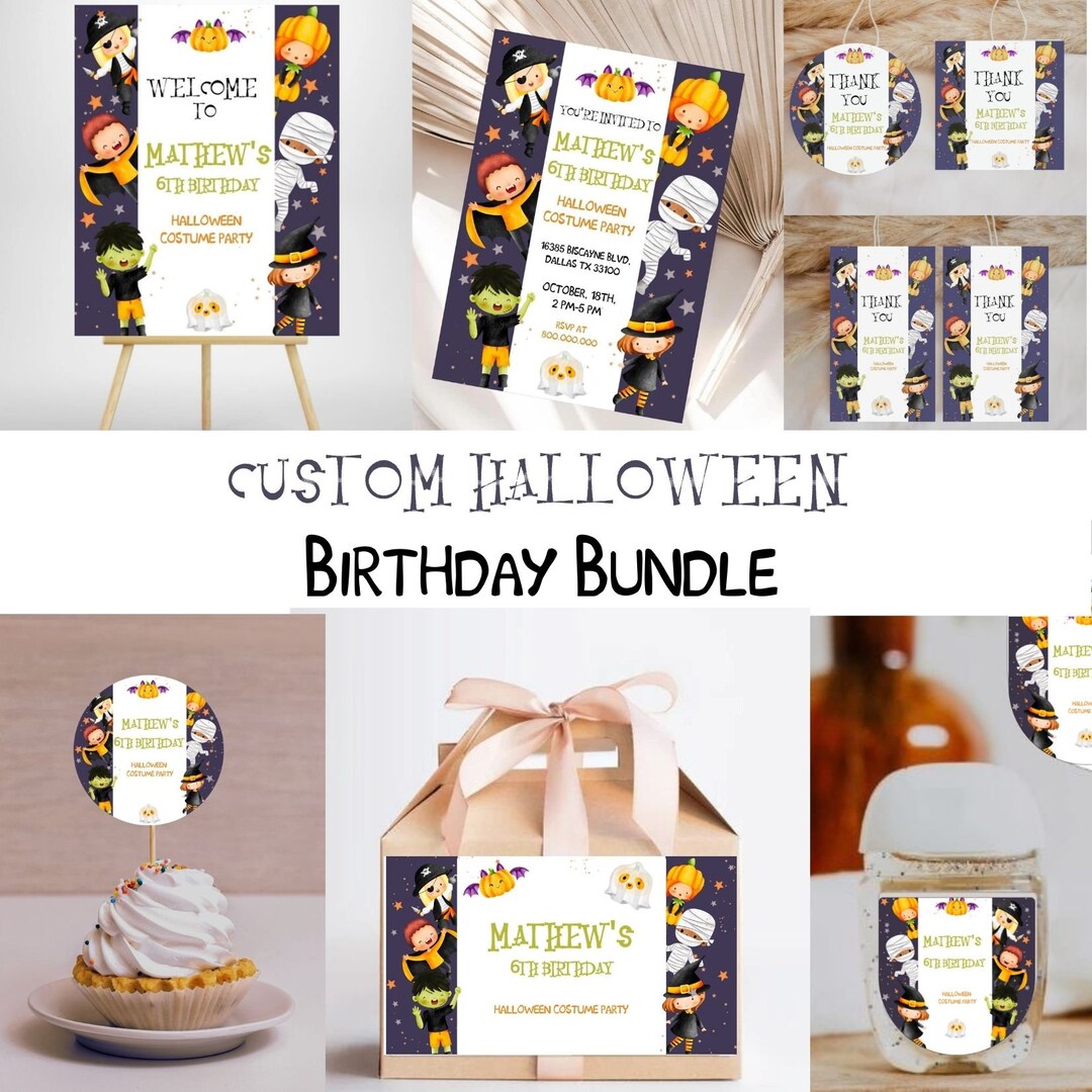 Editable and Printable Halloween Monsters Any Age Kid Birthday Bundle ...