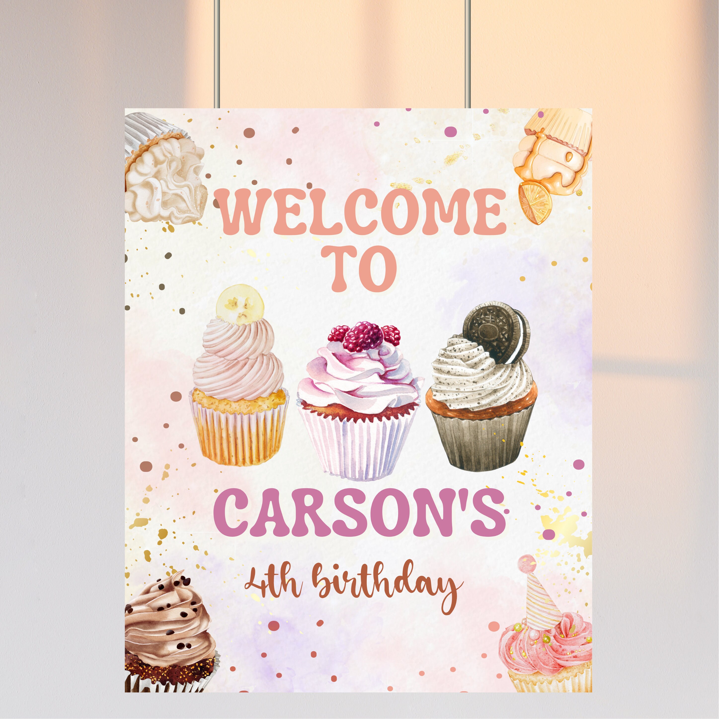 Editable and Printable Cupcakes Welcome Sing Template Cupcake - Etsy