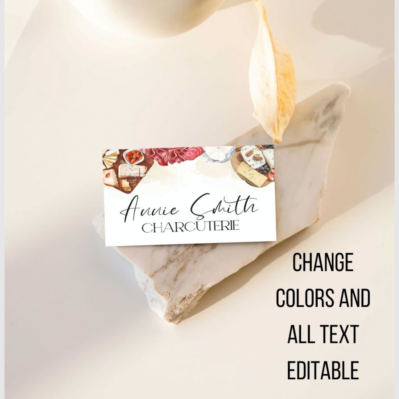 Editable Charcuterie Business Card Design Template With QR Code, Cheese ...