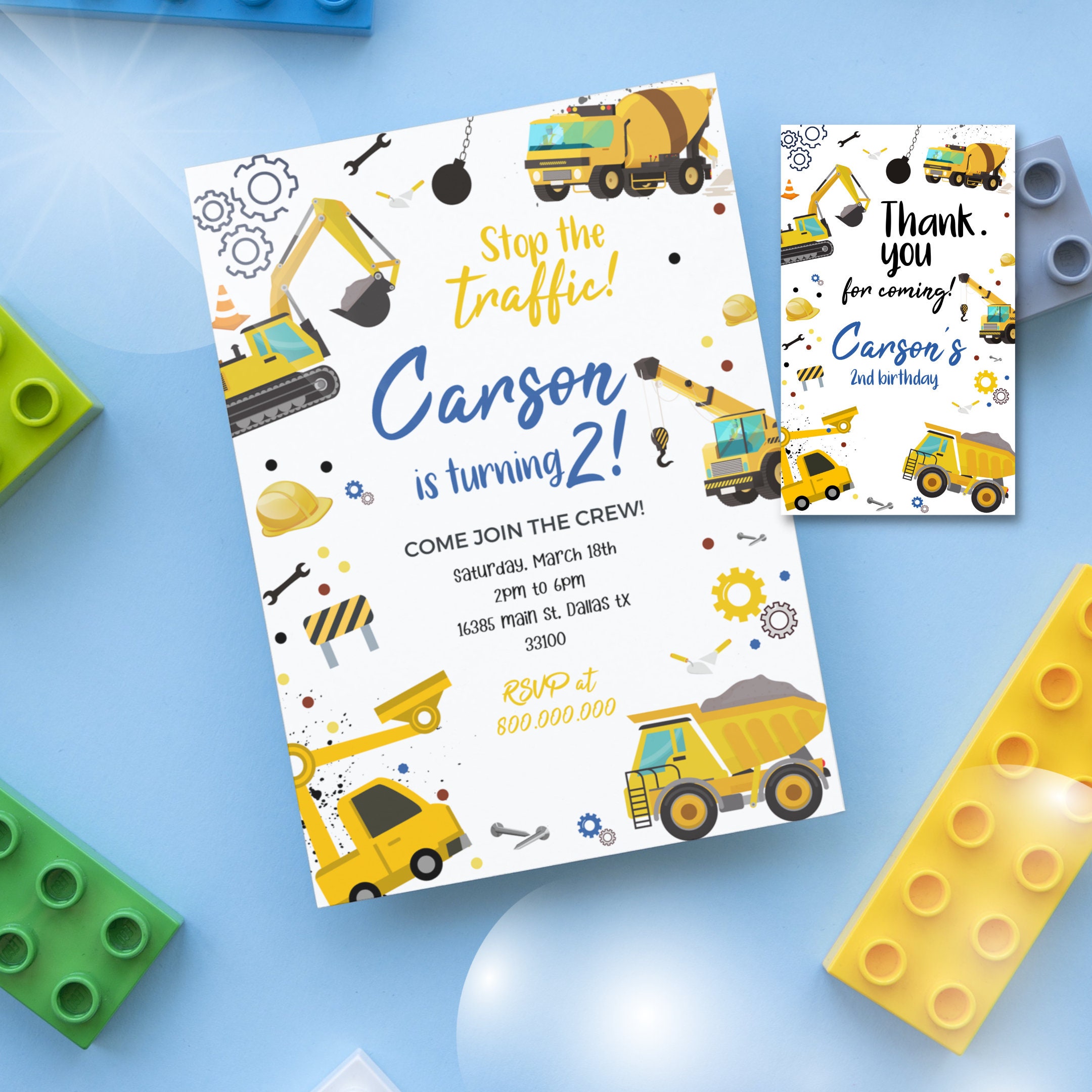 Editable Construction Birthday Party Invitation Template Dump - Etsy