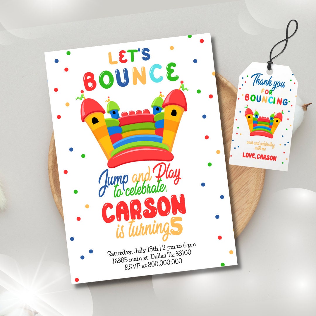 Editable and Printable Bounce House Birthday Invitation, Trampoline ...