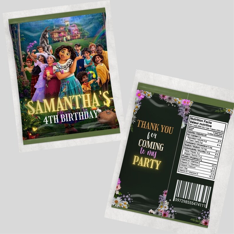 Editable Encanto Fruit Snacks Label Template- Encanto Kid Birthday ...