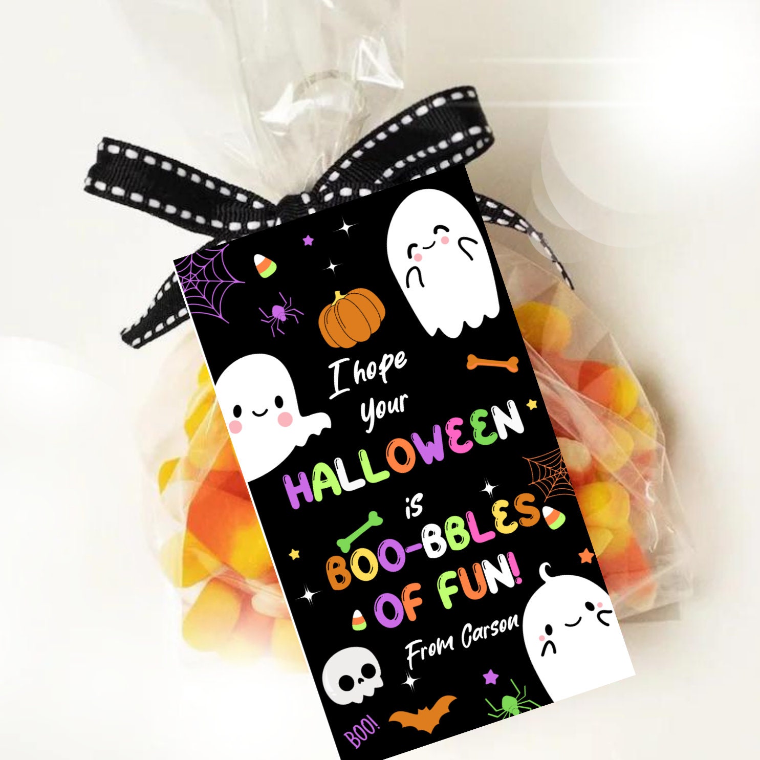 Editable and Printable Cute Ghost Halloween Gift Tag Template, Happy ...