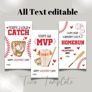 Editable Baseball Valentine Cards Template, Baseball Sport Kid ...