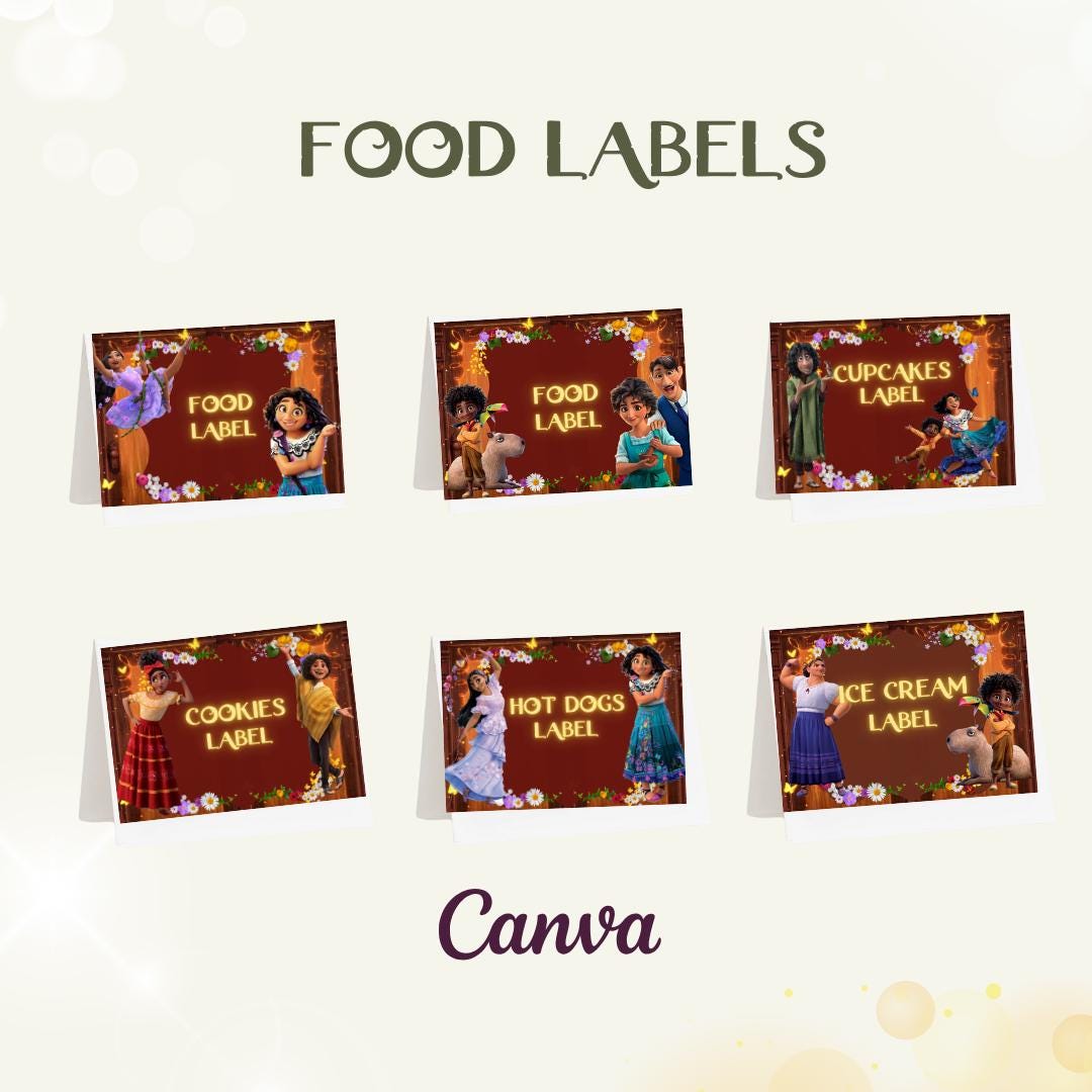 Encanto Food Labels Editable Template, Encanto Party Decoration ...