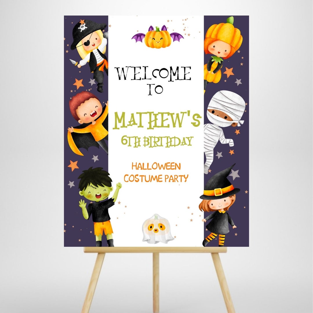 Editable and Printable Halloween Any Age Kid Birthday Party Welcome ...