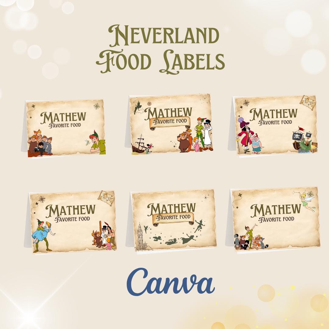 Printable Peter Pan Food Label Party Template, Peter Pan Neverland ...