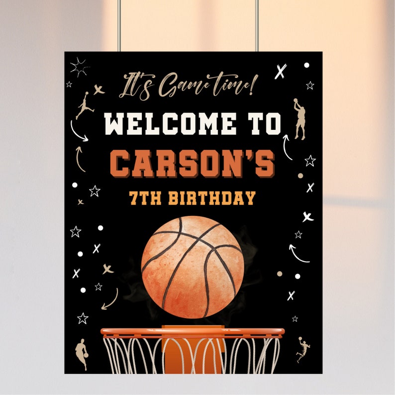 Editable and Printable Basketball Birthday Party Sign - Etsy