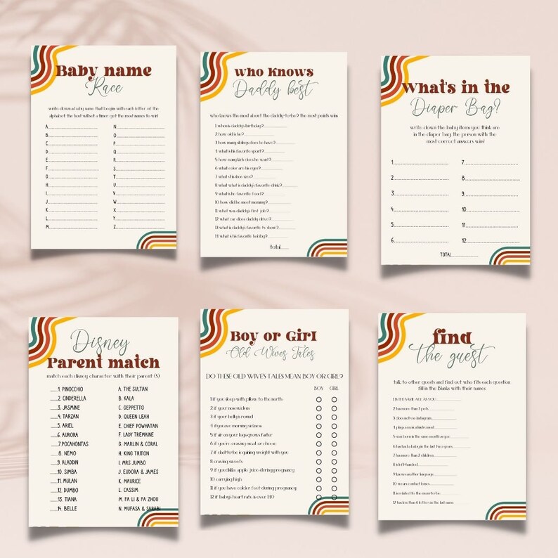 31 Groovy Theme Baby Shower Games Bundle Hippie Theme Baby - Etsy