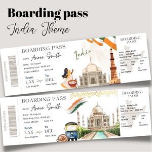 Printable and Editable Indian Taj Mahal Surprise Boarding Pass Ticket ...
