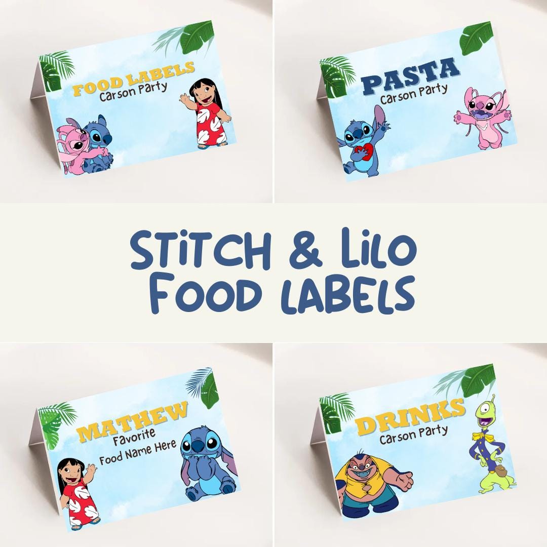 Editable and Printable Lilo and Stitch Food Labels Template, Lilo Party ...