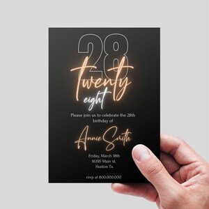 Editable and Printable Twenty Eight Birthday Party Invitation Template ...