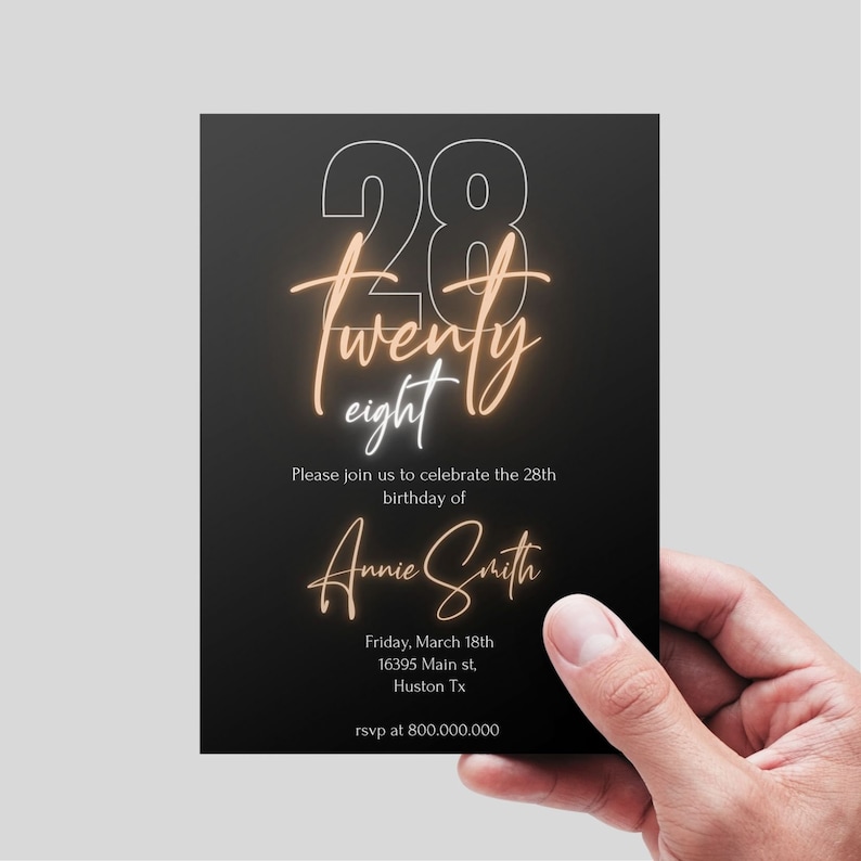 Editable and Printable Twenty Eight Birthday Party Invitation - Etsy