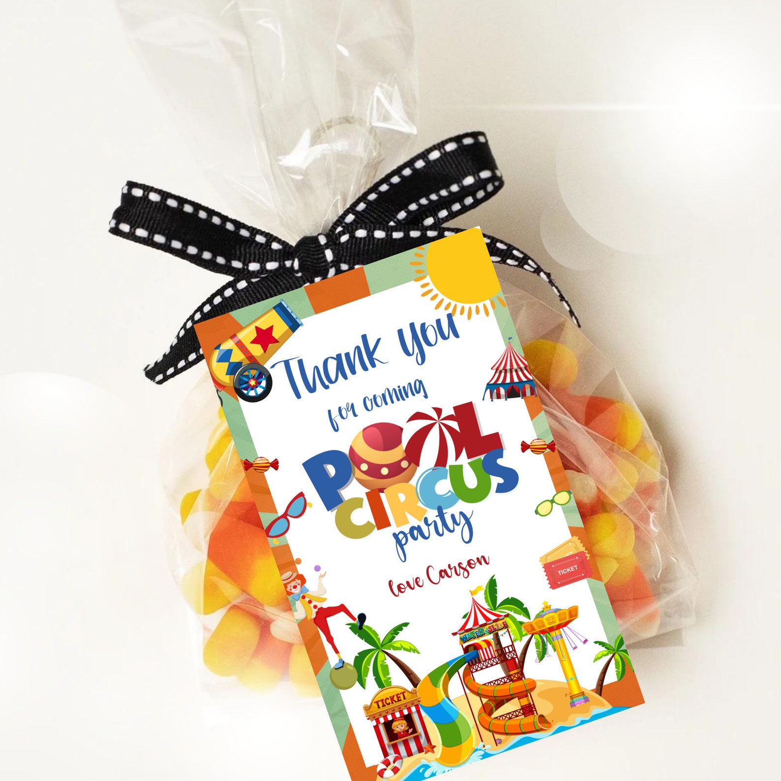 Editable and Printable Circus Pool Party Invitation Template, Circus ...