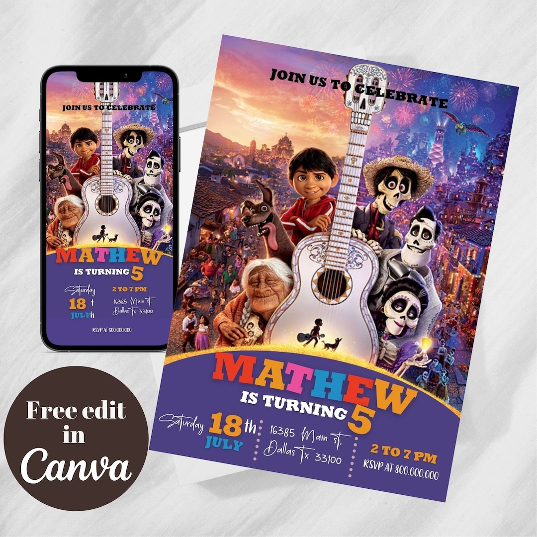 Printable and Electronic Coco Kid Birthday Party Invitation Template ...