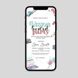 Vision Board Editable Party Invitation Template, Dream Vision ...