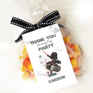 Printable Star War Kid Birthday Thank You Tag Template, Dark Vader Any ...