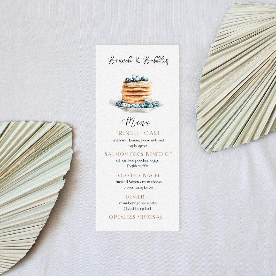 Minimalist Pancake Let's Brunch Digital Menu Template - Etsy