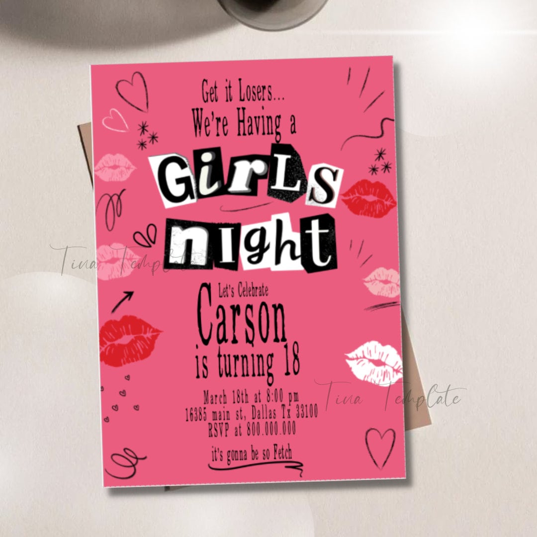 Editable Mean Girls Inspired Invitation, Girl's Night Invitation, Burn ...
